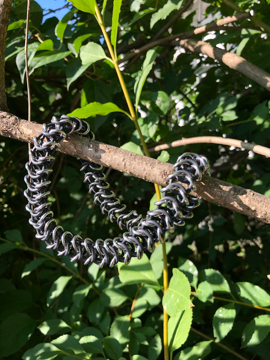 Thick Black Rubber and Aluminum Chainmail Choker – Shannon Creates